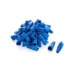 CableCreation RJ45 Ethernet Network Cable Strain Relief Boot 50-Pack Fits CAT5 CAT5E CAT6 CAT6A, RJ45 Color Coded Cable Connector Plug Cover for Various Diameter LAN Cable, Blue