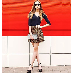 YIXUND Evening Bag Clutch Purses for Women Evening Wedding Party Pleated Handbag Sparkling Glitter Crossbody Evening Clutch (Silver-Glitter)