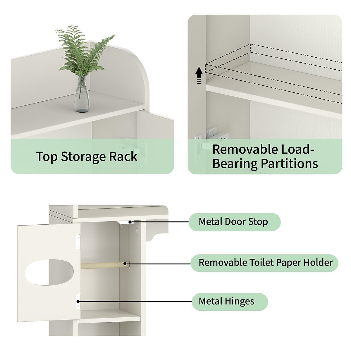 MUUEGM Over The Toilet Storage Cabinet with Barn Doors, 32.3''W Over The Toilet Shelf with Toilet Paper Holder, Bathroom Organizers and Storage Over Toilet with Adjustable Bottom Bar, White