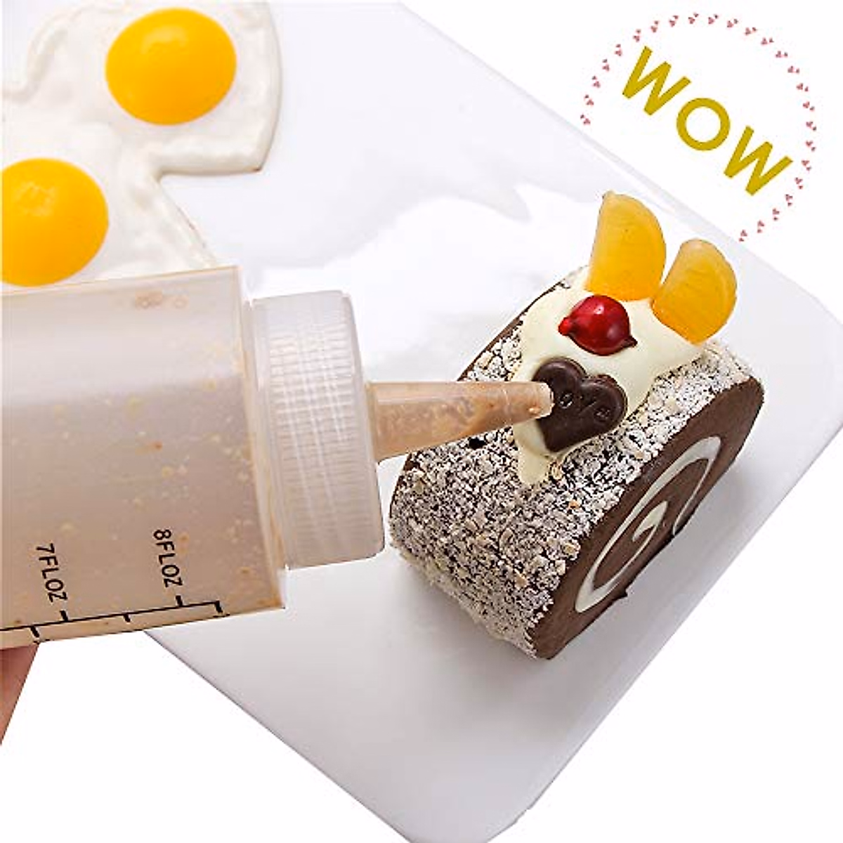 12 Pack 8oz/240ml Plastic Squeeze Bottles,Scale Plastic Squirt Bottle,Polyethylene Durable Plastic with Red Tip Cap and Black Scale for Ketchup,Sauces,Syrup,Dressings,BBQ,Crafts and More