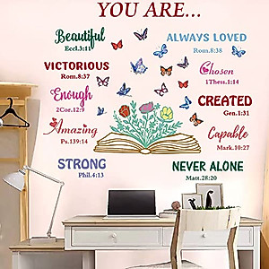 Girl You Are Beautiful Inspirational Quote Wall Decal Wall Stickers Floral Elf Wall Decals Flowers Wall Decals Flowers Butterfly Fairy Wall Decal Removable Vinyl Wall Art Stickers for Girls Baby Nursery Kids Bedroom Living Room Bathroom Wall Decor