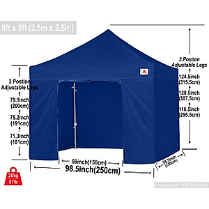ABCCANOPY Easy Pop Up Canopy Tent with Sidewalls Commercial -Series, Navy Blue