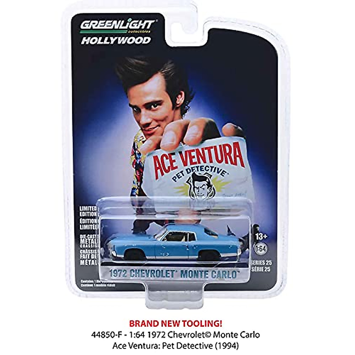 GREENLIGHT44850-F Diecast 1972 Chevrolett Monte Carlo Ace Ventura Pet GL-44850-F GL44850F #44850-F