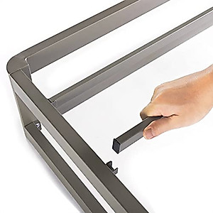 Mellow 9" Metal Platform Bed Frame w/Heavy Duty Steel Slat Mattress Foundation (No Box Spring Needed), King, Gray