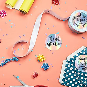 BingXin Rainbow Holo Thank You Stickers-500 Pieces 1.5inch Rainbow Thank You Label Stickers-Thank You for Supporting My Small Business Stickers for Business Shop Wrapping Supplies, Blue,rainbow