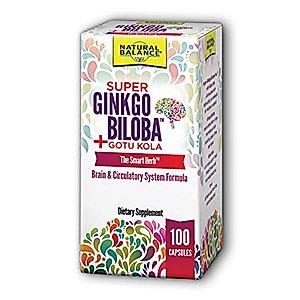 Natural Balance Super Ginkgo Biloba Plus | Brain & Circulation Formula to Help Support Focus, Memory & Blood Flow | with Gotu Kola | 100ct, 50 Serv.