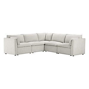 CHITA Sectional Modular Down Filled Coener Sofa, Comfty Feather V Shape Cloud Couch,FSC Certified V Shaped Couch for Living Room, 107 inch Width,4 Seat and 1 Middle Corner, Snow