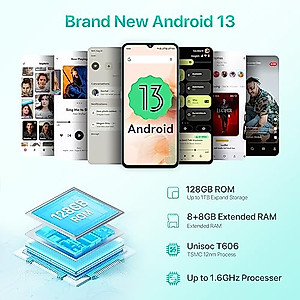 UMIDIGI A15C (8+8GB RAM+128GB ROM) Android 13 NFC Unlocked Cell Phone，48MP Ultra-Clear AI Camera Mobile Phone,5000mAh Battery Smartphone,6.7" HD Full View Display Dual Unlock Phone-Pearl White…