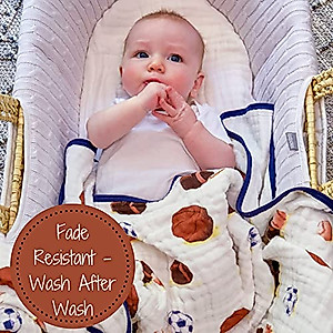 LollyBanks Muslin Quilts | 100% Cotton Nursery & Crib Blankets for Girls| Super Soft and Lightweight | Large Size 47" x 47" for Baby Toddler and Kid |Fun Sporty Print