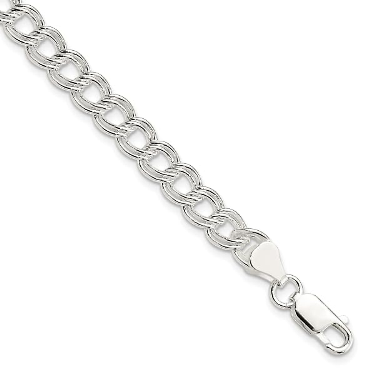 IceCarats 925 Sterling Silver 7mm Double Link Chain Charm Bracelet 7 inch