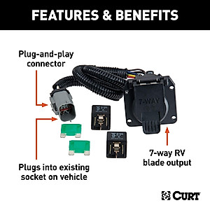 CURT 55243 Vehicle-Side Custom RV Blade 7-Pin Trailer Wiring Harness, Fits Select Ford F-250, F-350, F-450, F-550 Super Duty