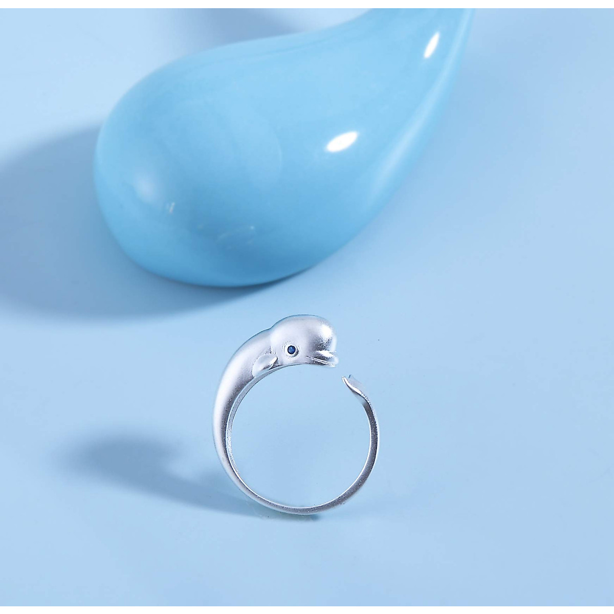 Helen de Lete Beluga White Whale S925 Sterling Silver Adjustable Ring