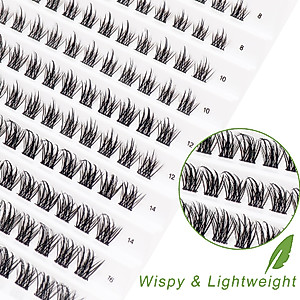 Fyonas Lash Clusters Fluffy Individual Lashes Cluster Eyelash Extensions 110 Pcs D Curl Manga Lashes Natural Look DIY Lash Extensions at Home Mix 8-16mm (Fairy)