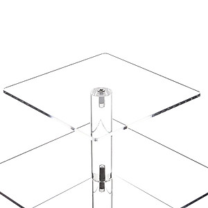 Clay Tonic 4 Tiered Square Acrylic Glass Premium Cupcake Holder-Cake Stand-Cupcake Stand-Dessert Stand-Tea Party Serving Platter (Square)