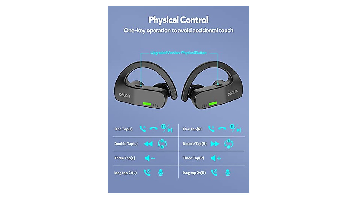 DACOM Bone Conduction Headphones - Wireless Sports Earbuds with 26H ...