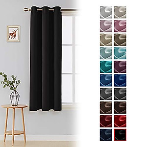 Deconovo 100% Blackout Curtains Solid Room Darkening Thermal Insulated Grommet Window Black Curtain Living Room, 42x63 Inch,1 Panel