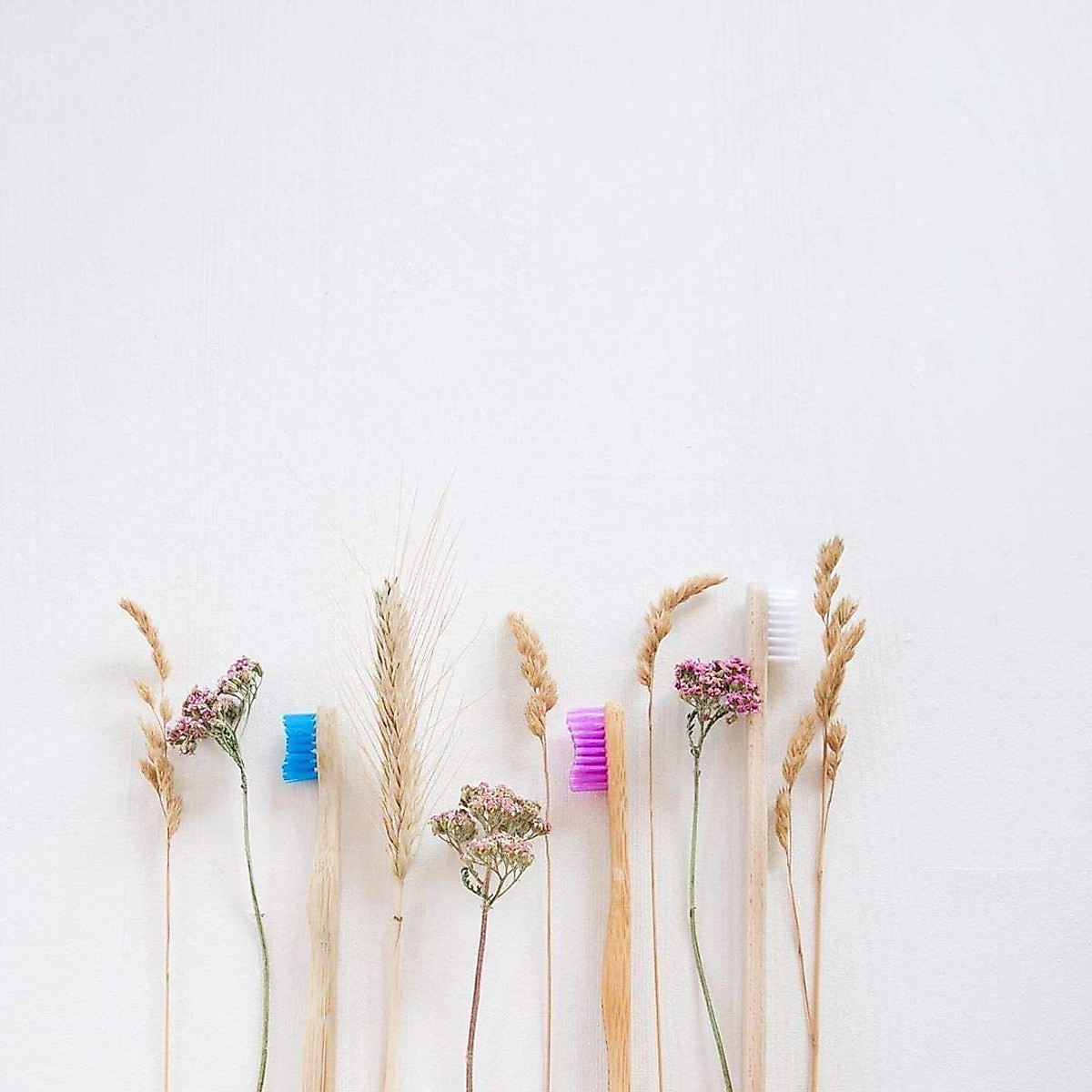 MOTHEREARTH 5 Pack Bamboo Toothbrush Biodegradable - Eco Friendly - Antibacterial - Natural Bamboo Toothbrushes - BPA Free - Soft Bristles - Organic, Vegan Wooden Toothbrush - Dentist Recommended