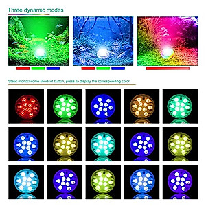 Fish Tank Lamp, 1 Set Fish Tank Lamp Multiple Lighting Modes IP68 Waterproof Remote Control Energy-Saving High Brightness RGB Color Changing Aquarium Fish Tank LED Lamp for Home White