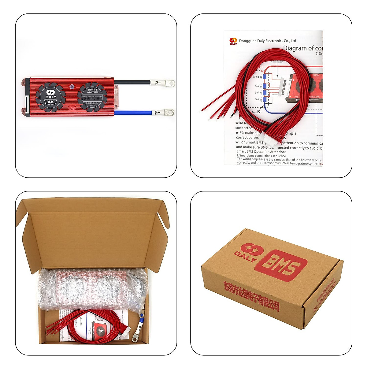 DALY BMS Li-ion 17S 60V 50A with Balance Wire and Temperature Sensor for Rated 3.7V Lithium Battery Power Bank Protection