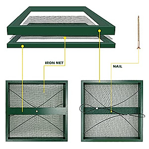 MIXXIDEA Bird Feeder Hanging Tray, Seed Tray Wooden Platform Hummingbird Feeder Hanging Tray Mesh Seed Platform for Garden Yard Outside Decoration Attracting for Wild Birds (Green-1pk)