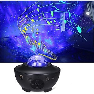 Star Night Light Projector, Tom-shine Ocean Wave/LED Nebula Cloud Projector, Bluetooth Music Speaker/Timer/Sound Activate/Remote Control for Baby Kids Gifts Bedroom Decor Party Wedding (Black)