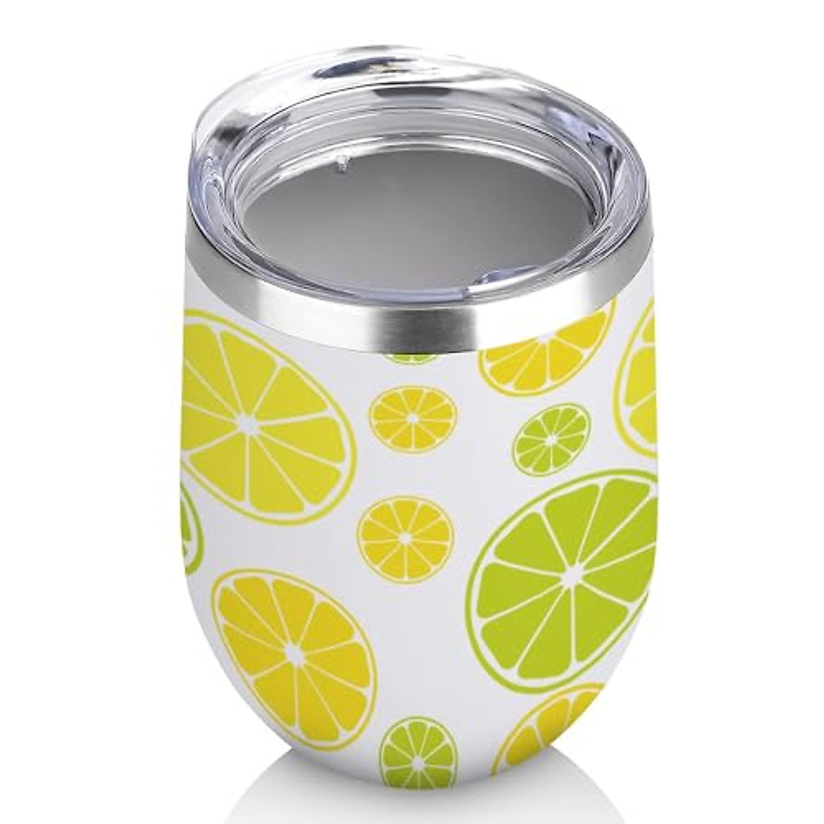 silichee 20 Oz Stainless Steel Wine Tumbler with Lid Pattern Lemons White Background Insulated Tumblers Vacuum Coffee Mugs for Hot and Cold Drinks,Coffee,Wine