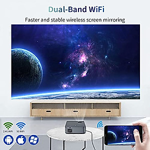 EUG X760+ Outdoor Projector 4K Support, Movie Projector with 5G WiFi Bluetooth,Smart Portable 1080P Native with 7000+Apps,HiFi Speaker, Home Video Proyector for Home Theater, HDMI/Phone/Laptop/iPhone