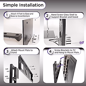 ProMounts Universal Floor TV Stand Swivel for Most 37-72 Inch Screens, TV Stand with Shelves with ±25° Swivel, Floor TV Mount with Adjustable AV Shelf, Floor Monitor Stand Holds up to 110lbs