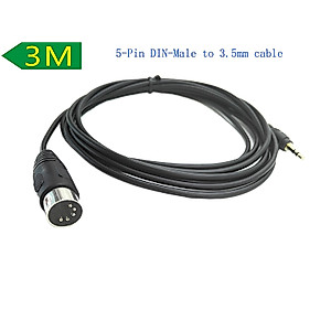 5-Pin DIN-Male Cable, 5 Pin Din Plug to 3.5mm(1/8in) TRS Stereo Male Jack Stereo Audio Cable for Playing The Musical Instrument Signal Output 3m (10 feet,3.5M-5 DIN M)
