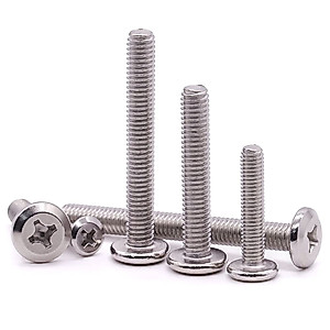 M5 x 8mm (50 PCS) Round Phillips Drive Head Binding Screws, Machine Screws, 304 Stainless Steel 18-8, Full Thread, Furniture Screws Connector Bolts