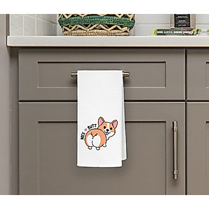 QODUNG Cute Smiling Corgi Soft Absorbent Hand Bathroom Towel 16x24 Inch,Funny Dog Decorative Absorbent Drying Cloth Hand Towels Tea Towels for Bathroom Kitchen,Dog Lovers Girls Gifts,Corgi Mom Gifts