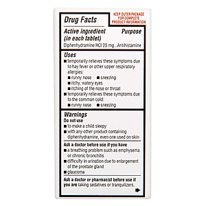 Rite Aid Antihistamine Allergy Relief with Diphenhydramine | Allergy Medicine | Easy-to-Swallow Small Tablet Size Allergy Relief | Common Cold & Respiratory Allergy Medication (200 Count)