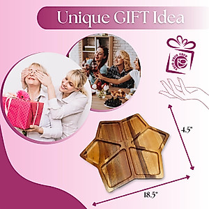 Koko Acacia Wood Serving Platter – Carved Wood Serving Tray – Rustic Platters for Serving Food, Cheese, Desserts - Wood Divided Tray - Fruit Tray, Veggie Tray, Snack Tray, Thanksgiving (14 x 10)