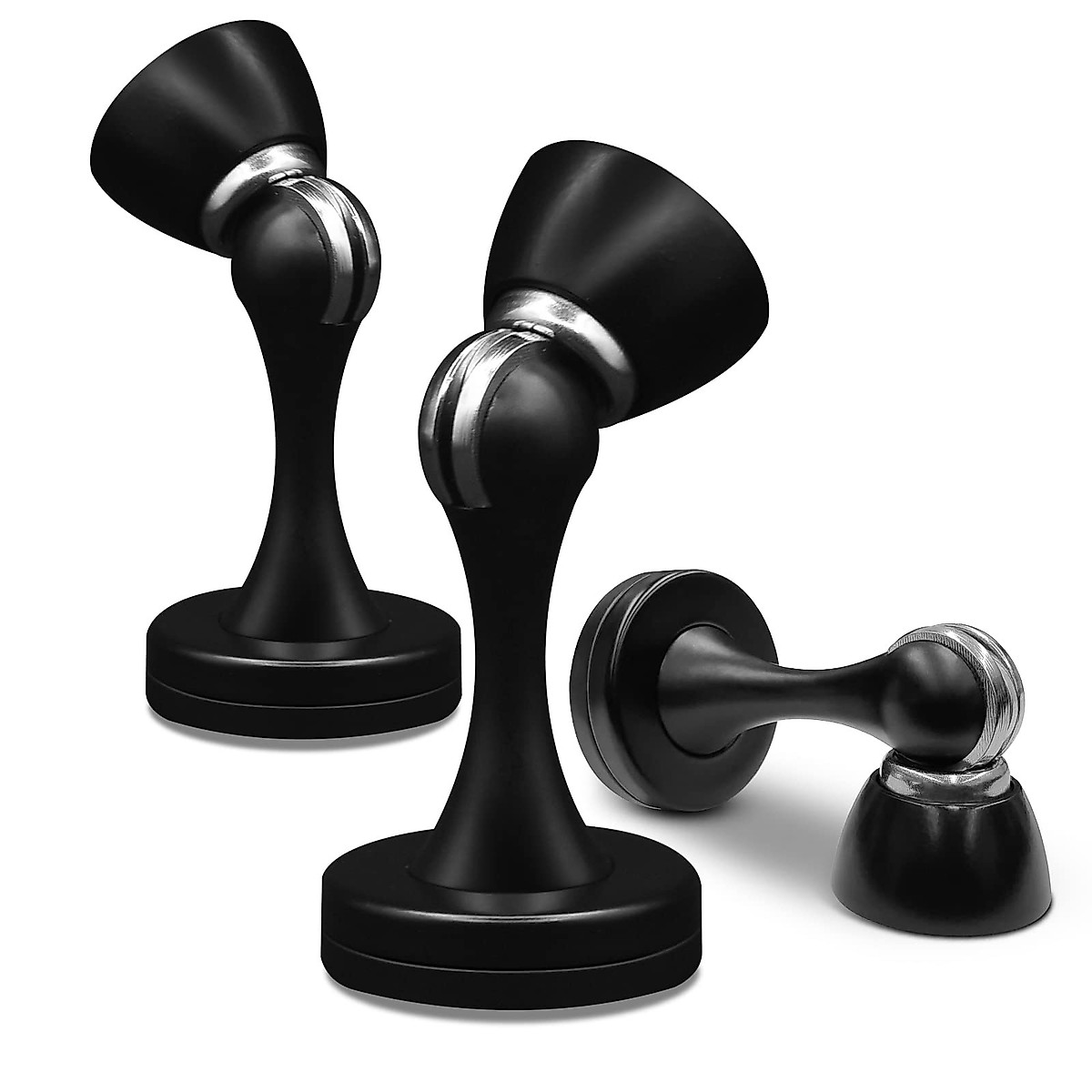 Magnetic Door Stop, Black Magnetic Door Stopper Brushed Stainless Steel Heavy Duty Floor Wall Mount Doorstop Catch Holder Oil Rubbed Magnetic Door Stops for Bottom of Door, Keep Door Open 2 Pack