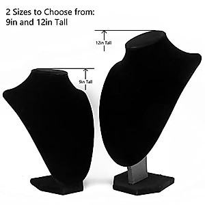 Tytroy Elegant 9" 3D Black Velvet Necklace Jewelry Display Model Bust Stand for Home (Dresser/Shelves) & Business (Showroom/Fair) Storage Decoration & Presentation 1PC