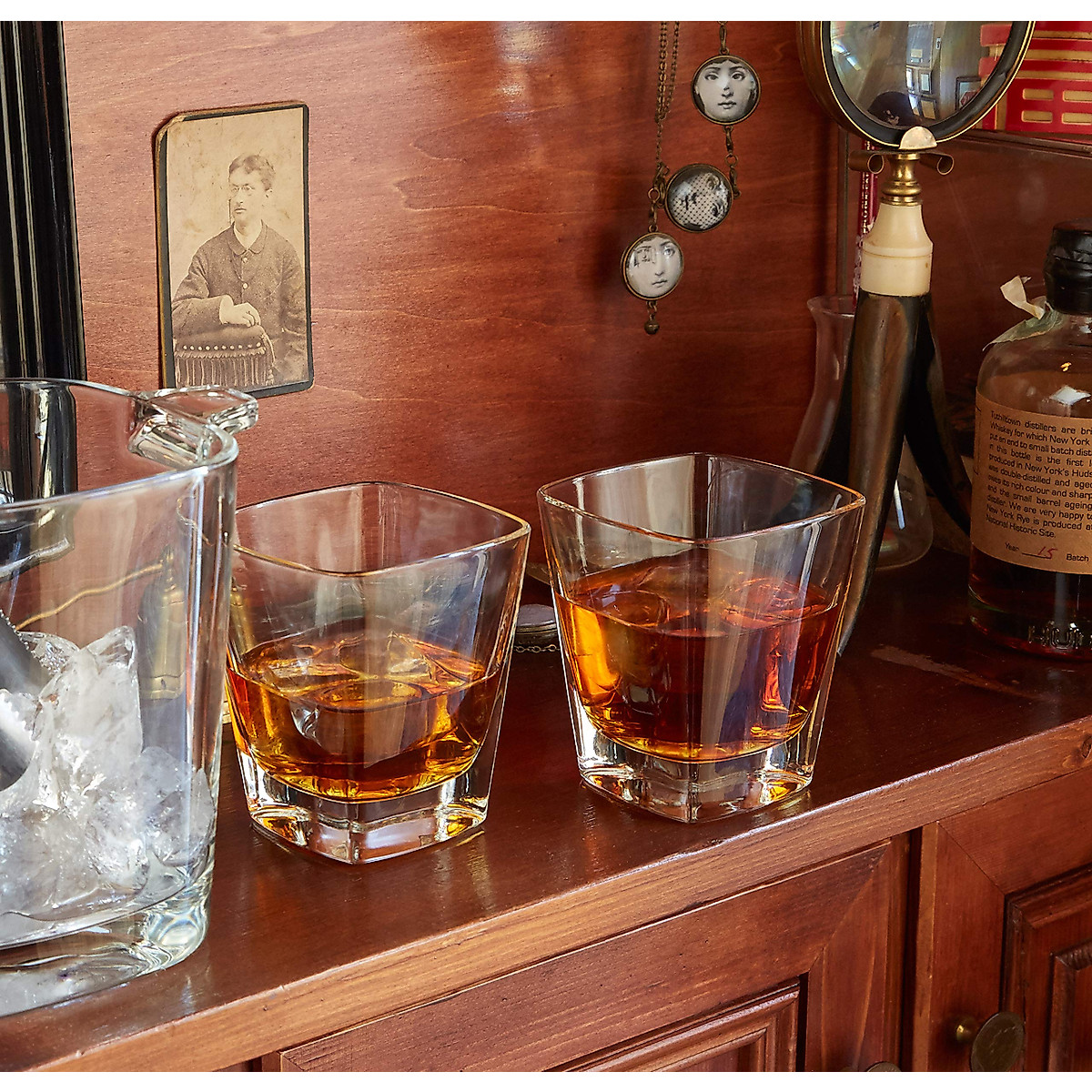 Barski - European Glass - Square - Double Old Fashioned Tumbler Glasses - Uniquely Designed - Set of 6-11 oz. - Made in Europe