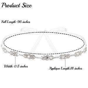 Tlence 3 Pack Rhinestone Bridal Belts, Crystal Wedding Dress Sash, Diamond Pearl Wedding Waist Belt with White Organza, Shiny Wedding Accessories for Women