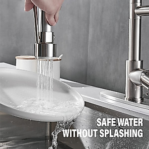 Kitchen Faucet with Pull Down Sprayer, Yundoom Brushed Nickel Kitchen Faucet, Faucet for Kitchen Sink, 2 Handle Kitchen Sink Faucets, Rv Farmhouse Brass Pull Down Kitchen Faucet, Grifos De Cocina