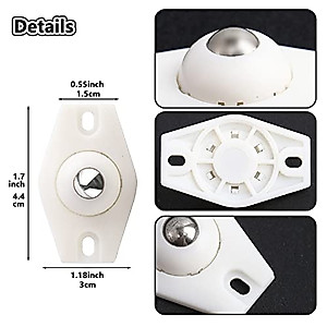 Small Self Adhesive Casters Wheels 16 Pcs, Mini Stick On Wheels Stainless Steel Ball Casters, 360 Degree Rotation White Swivel Sticky Pulley for DIY, Storage Bins, Small Box, Screw Holes Reserved