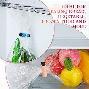 Layhit 32 Pcs Squeeze and Lock Bread Bag Clips Plastic Reusable Closure French Fry Bag Clips Non Slip Grip for Snack Frozen Food Fruit Storage, 2.3 Inch