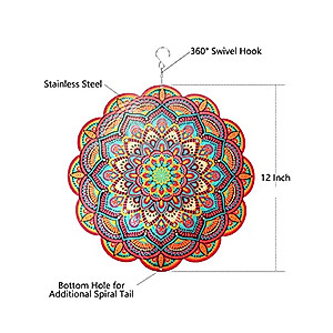 Canodoky Mandala Wind Spinner, Vibrant Color Mandala 3D Wind Spinners for Yard and Garden | 12 Inch Hanging Wind Spinners for Indoor Outdoor Wind & Sun Catches