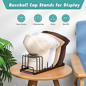 Hat Organizer,Metal Baseball Cap Hat Rack For Wall, Baseball Cap Display And Storage Rack Hat Rack， Tabletop Hat Racks For Baseball Caps For Bedroom, Closet, Dresser, Entrance (Black-2Pack)