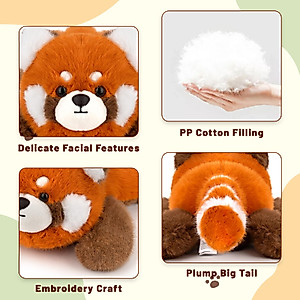 Adorlynetty Red Panda Stuffed Animal Pillow Panda Plushie Red Panda Plush Toy Gift for Kids Girlfriend Birthday 11.8" Panda Plush