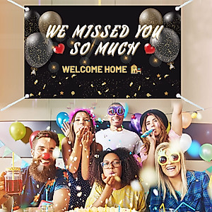 Welcome Home Decorations We Missed You So Much Banner Backdrop Black Gold Welcome Back Home Family Party Supplies Patriotic Military Homecoming Army Deployment Returning Back Poster