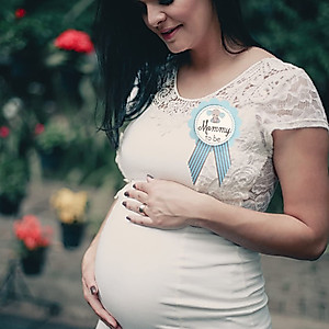 Elephant Baby Shower Pins 4 for Mommy Daddy & Grandma to Be It's a Boy for parents to wear, Blue & White, Baby Sprinkle