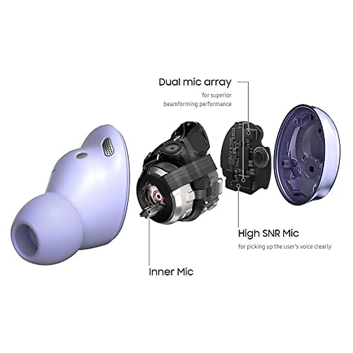 SAMSUNG Galaxy Buds Pro, Bluetooth Earbuds, True Wireless, Noise Cancelling, Charging Case, Quality Sound, Water Resistant - Phantom Violet (10w Pad) (Renewed)