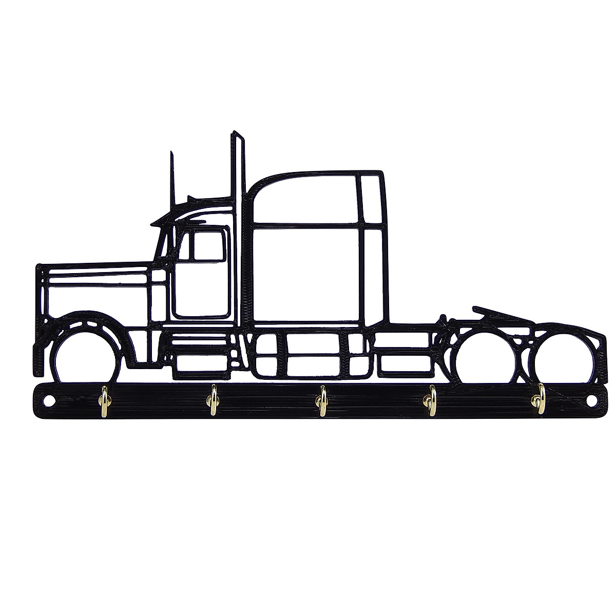 18 Wheeler Semi Truck Big Rig Key Rack Hanger Holder for Wall Entryway Organization Housewarming New Home Gift - 8" x 4" x 3/16" -Five Hooks