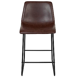 Flash Furniture Reagan 24 inch LeatherSoft Counter Height Barstools in Dark Brown, Set of 2