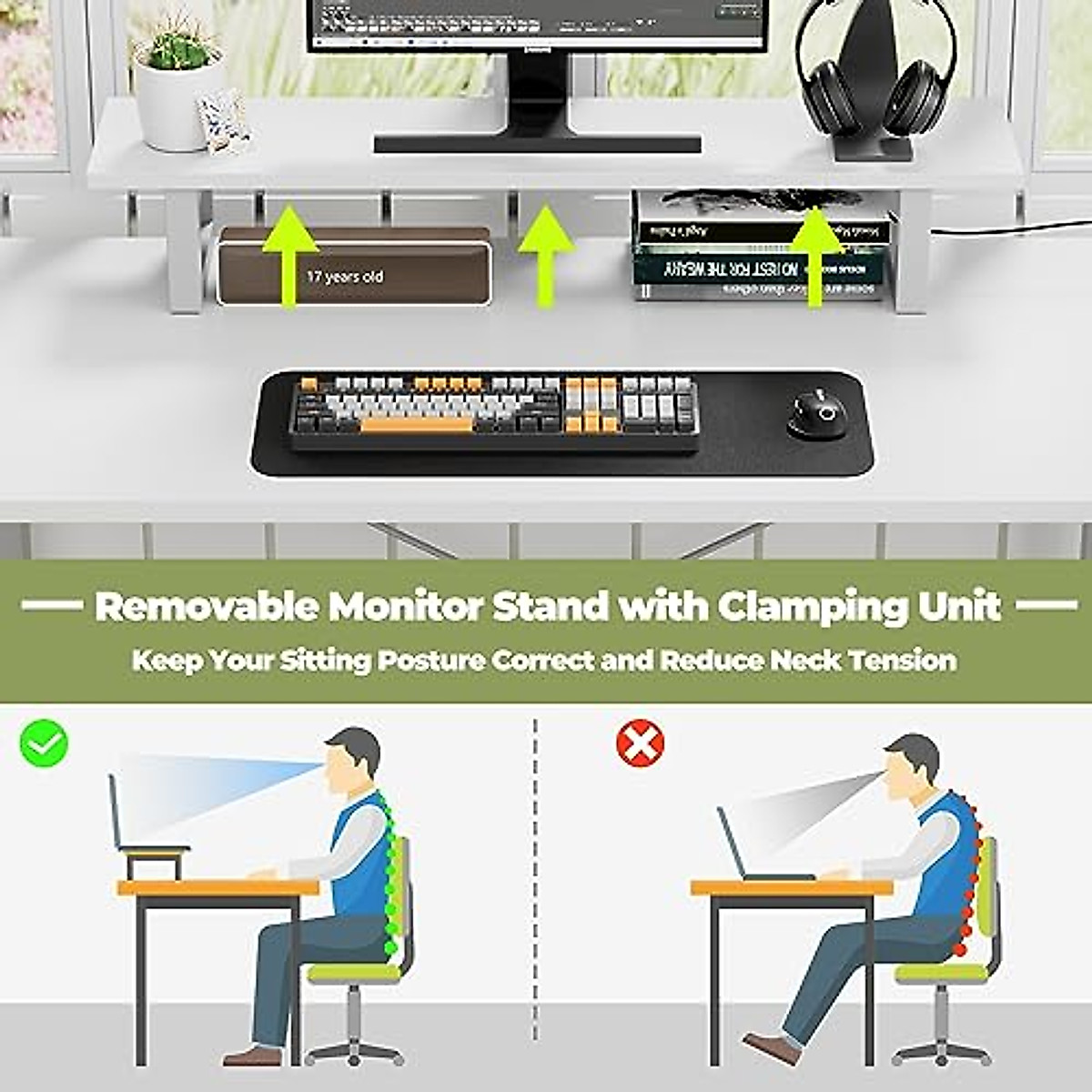 Homieasy L Shaped Computer Desk with Storage File Drawer, Reversible Home Office Desk with Recessed Power Strip and Led Strip, Corner Gaming Desk Work Study Table with Monitor Stand, White