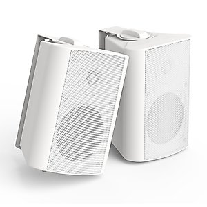 Herdio 4 Inch 200 Watt Outdoor Indoor Bluetooth Speakers,Wall Mount Waterproof Wired for Patio,Deck,Yard,Garage(White)